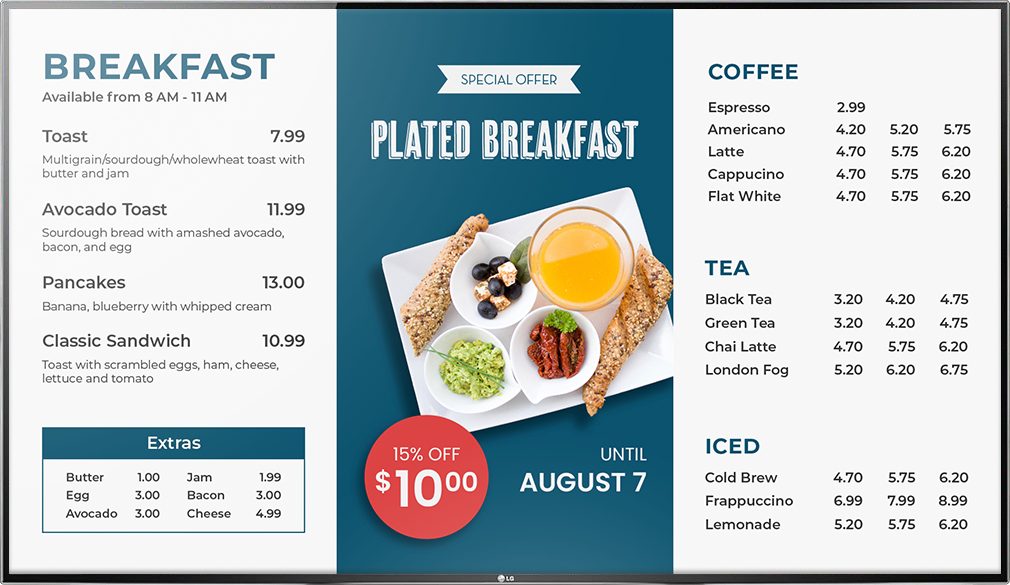 Digital Menu Screens for TVs | Digital Signage - NexSigns